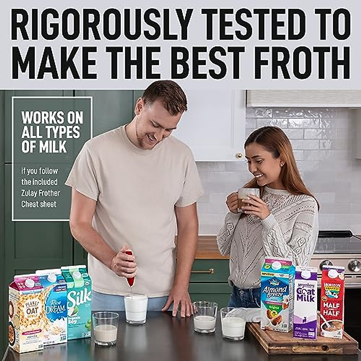 Zulay Powerful Milk Frother Handheld Foam Maker for Lattes - Whisk Drink Mixer for Coffee, Mini Foamer for Cappuccino, Frappe, Matcha, Hot Chocolate by Milk Boss (Cardinal Red)