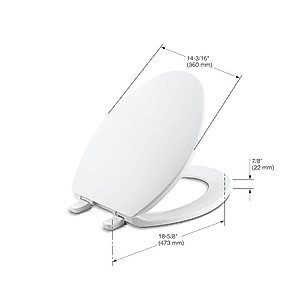 KOHLER K-4774-47 Brevia Elongated Toilet Seatwith Quick-Release Hinges and Quick-Attach Hardware for Easy Clean in Biscuit