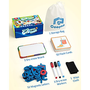 Coogam CVC Sight Words Magnetic Letters Flashcards, Short Vowel Spelling Game, Preschool Kids Learning Supplies, Montessori Educational Writing Reading Toy Gift for 3 4 5 Years Old