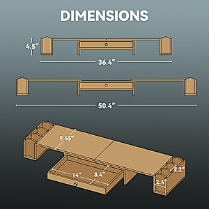 WELL WENG Monitor Riser for 2 Larger Monitors,Dual Monitor Stand with Drawer,Painted