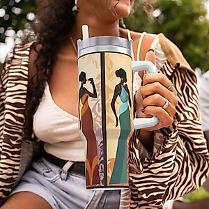 deaokluy 40 OZ Black Girls Ice Bully Cup with Handle and Straw, Double Wall Stainless Steel Tumbler Travel Coffee Cup with Lid, Beautiful Insulation and Cooling Cup for Christmas Birthday Present
