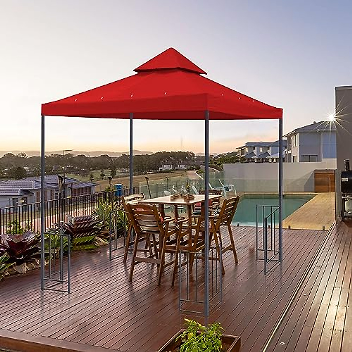 Yescom 8'x8' UV30+ Gazebo Canopy Replacement Top Cover Red for Dual Tier Outdoor Patio Garden Tent Y0018T02