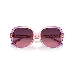 COACH Women's HC8395U Universal Fit Square Sunglasses, Amethyst/Pink Gradient/Burgundy Gradient Polarized, 54 mm