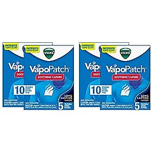 Vicks VapoPatch, Wearable Mess-Free Aroma Patch, Soothing & Comforting Non-Medicated Vapors, for Adults & Children Ages 6+, 5ct (4 Pack)