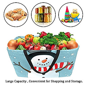 LORVIES Large Rectangular Baskets for Storage, Christmas Snowman Snowflakes Closet Storage Bins Organizing Baskets