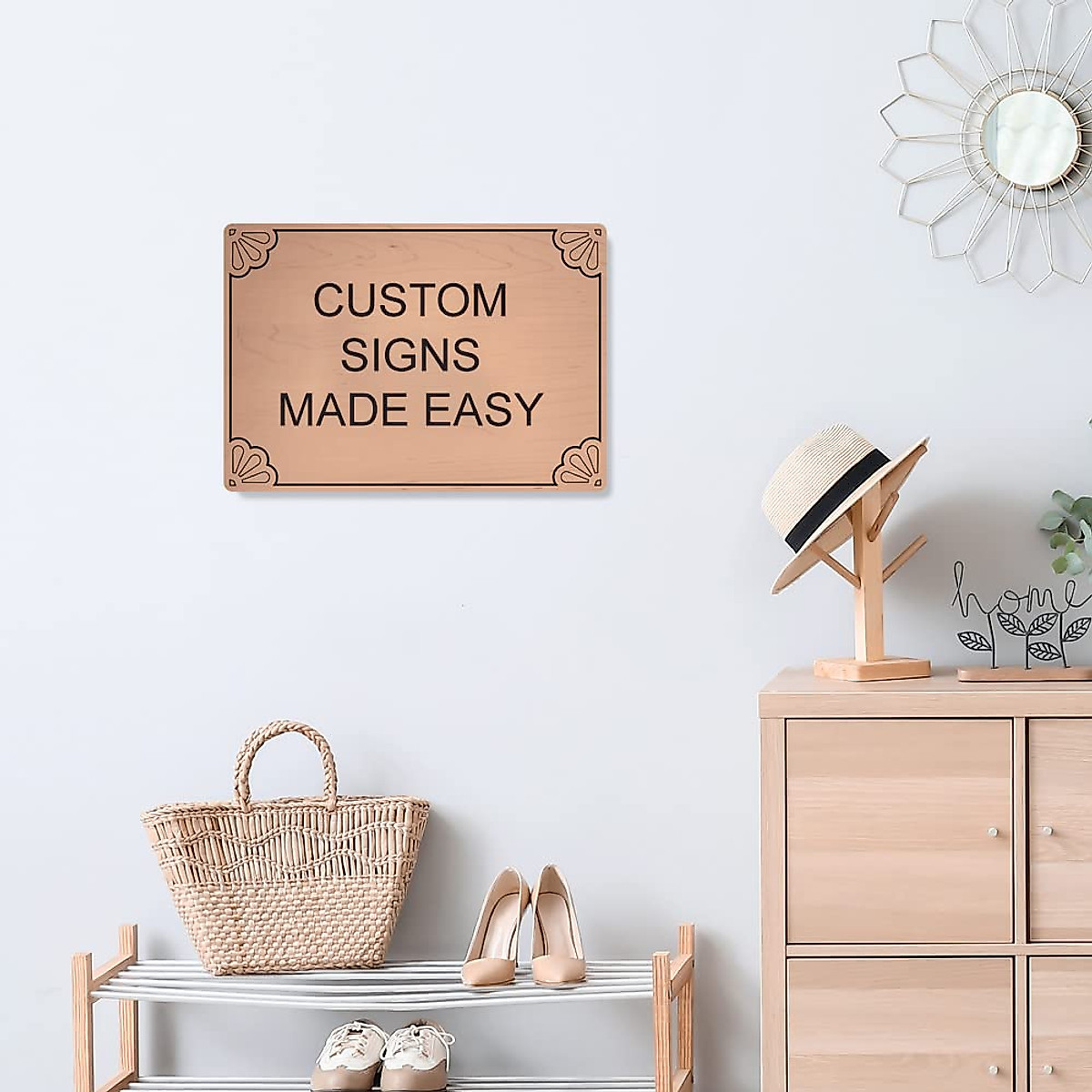 ComplianceSigns.com 10" x 7" Engraved Corner Detailed Custom Sign with Adhesive Strips, Engraved Plastic with Acrylic Core, Black on Silver