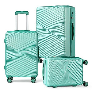 PINPON Luggage Sets 3 Piece, Expandable Hard Luggage Sets with TSA Lock, Carry On Luggage with Double Spinner Wheels for Women Men, Travel Suitcase Lightweight (20/24 / 28, Green)