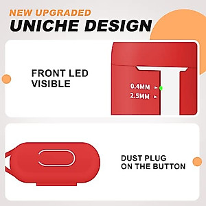 Foweroty AirPods Case Cover, Soft Silicone Protective Cover with Buckle for Women Men Compatible with Apple AirPods 2nd 1st Generation Charging Case, Front LED Visible，Red