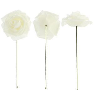 Bright Creations 60 Pack White Artificial Roses with Stems, Fake Faux Flowers Heads Bulk for Wedding Bouquets DIY & Bridal Shower, Cream, 3 inch
