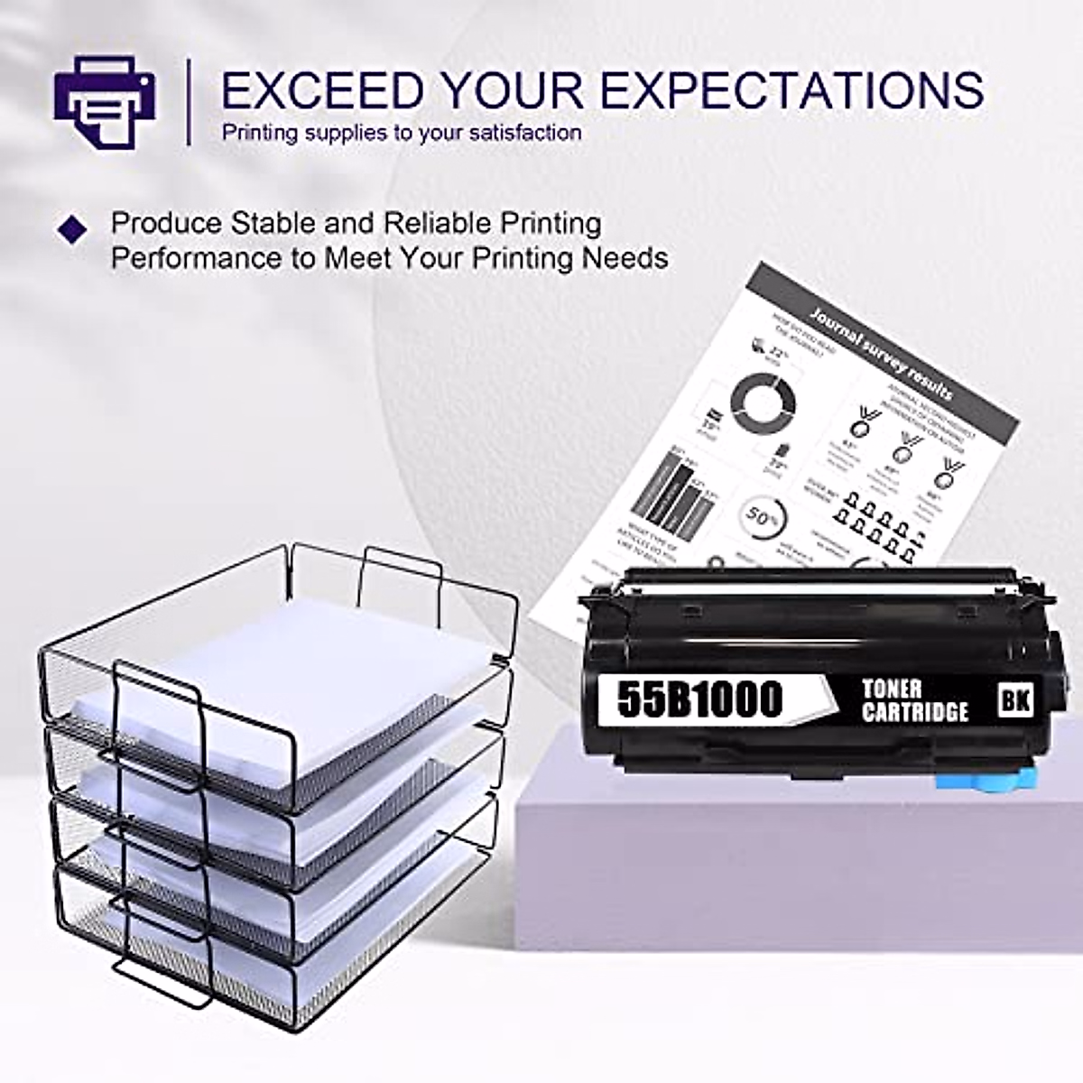 2 Pack MS331 55B1000 Remanufactured Compatible Toner Cartridge Replacement for Lexmark MS431dw MS331dn MS431dn MX331adn MX431adn MX431adw Printer Ink, Black