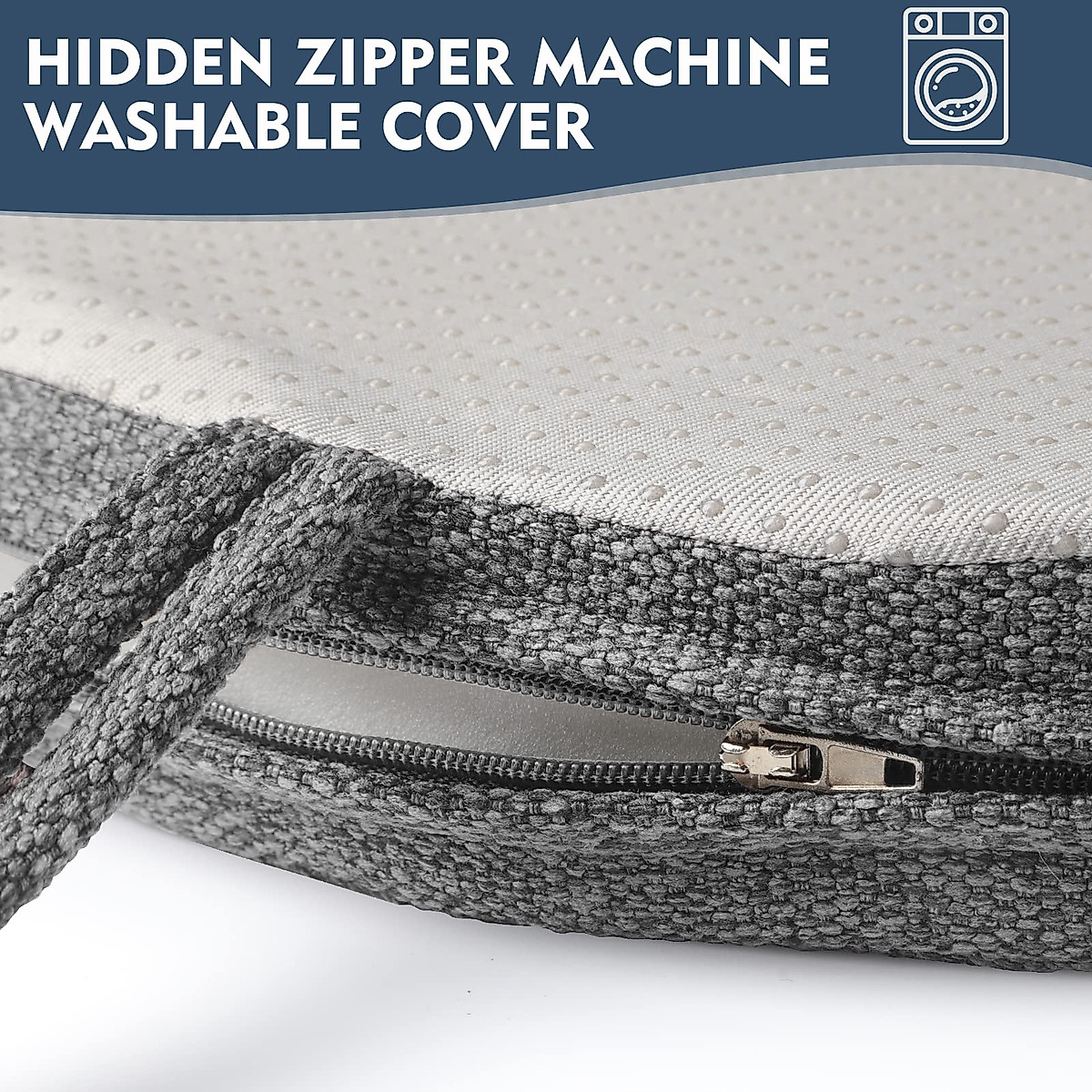 PLZSITDOWN Chair Cushions for Dining Chairs, Seat Cushions for Kitchen Chairs 16"x16" Non Slip Indoor Chair Pad with Ties Removable Cover Dark Grey