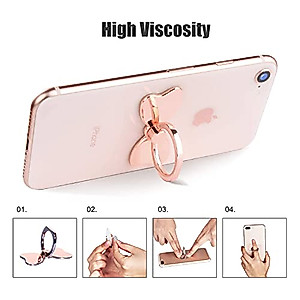 Metal Cell Phone Ring Holder, Bowknot Phone Ring Kickstand, Collapsible Cell Phone Stability Kickstand, Universal 360° Rotation Cell Phone Finger Ring Stand Compatible with All Smartphone
