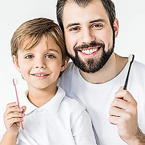 Patelai 8 Pieces Soft Toothbrush Micro Nano Extra Soft Bristles Manual Soft Toothbrush with 20,000 Bristles for Teeth Oral Gum Recession Adults Kids Child (Black, White, Pink, Green)