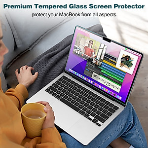 ProCase Screen Protector Compatible with MacBook Air 13.6 Inch 2022 Released Model A2681, Tempered Glass Film Guard for MacBook Air 13.6 2022 A2681 with M2 Chip & Touch ID