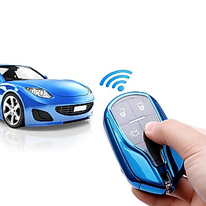 ontto for Maserati Levante GT Quattroporte Ghibli Key Fob Cover Full Protection Soft TPU Keycase Shell Holder with Keychain Keyring Smart Remote Entry Skin Keyless Silver