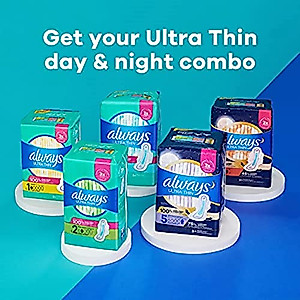 Always Ultra Thin, Feminine Pads For Women, Size 2 Long Super Absorbency, Multipack, Without Wings, Unscented, 40 Count x 3 Pack (120 Count total)