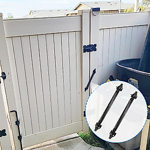 2 Pack 14 Inch Heavy Duty Self Closing Fence Gate Spring, Adjustable Automatic Gate Closure Hardware for Outdoor Wooden Gate and Vinyl Fence, Carbon Steel with Black Powder Coating, by GENHAKON