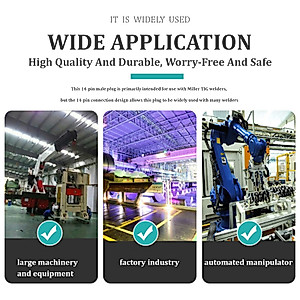 14 Male Plug,Stainless Steel Cable Mounted Male Plug Connector,TIG Welding Accessories, Remote Current Control And Remote Wire Feeder Functions,for Miller Welder