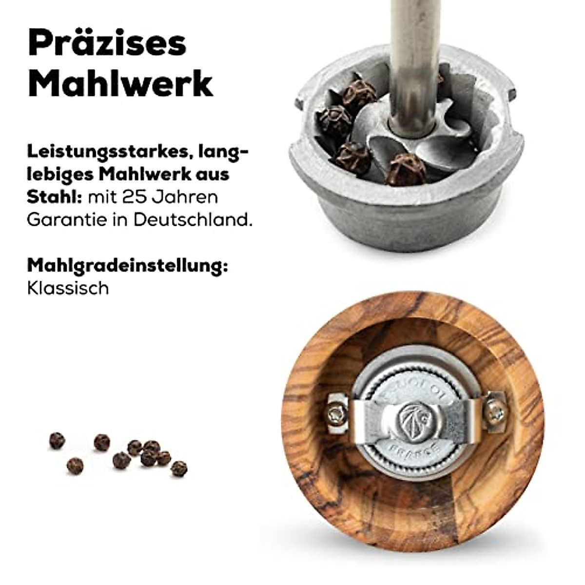 Peugeot Classic Fidji Pepper Mill, Olive Wood, 20 cm