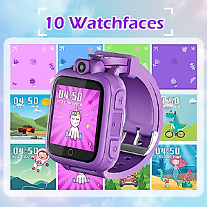 Contixo Kids Tablet, K102 10 Inch Tablet for Kids and Smart Watch Bundle, 2GB 32 GB Toddler Tablet with Bluetooth, with Smart Watch That Touch Screen, Camera, Video and Audio Recording - Purple