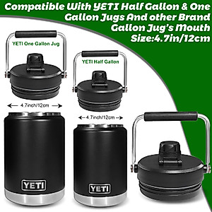 Improved Jug Lid for YETI Half Gallon and One Gallon Jug, Upgraded Replacement Lid for YETI Jug, 64oz/128 oz Water Bottle Lid Replacement, Lightweight, BPA Free Plastic, Dishwasher Safe