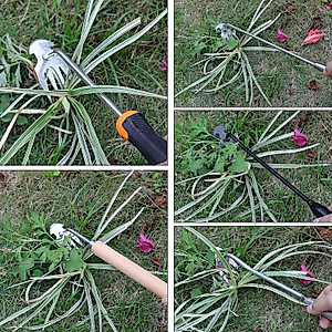 Weed Removal Tool, 2024 New Garden Weeding Tools Manganese Steel Hand Weeder Tool with Handle, 4 Teethes Dual Purpose Manual Weeders Tool Weed Pulling Tool for Garden (Rubber Handle)