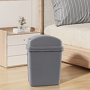 Idotry Plastic Swing Top Trash Can, Small Garbage Bin with Swing Lid, 1.8 Gallon, Gray