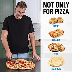 Zulay Kitchen Premium Pizza Cutter - Durable Stainless Steel Pizza Cutter Wheel - Easy-to-Clean, Easy-to-Use Pizza Slicer - Super Sharp with Non-Slip Handle - Dishwasher Safe Pizza Wheel (Black)