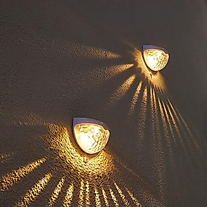 ZHUANYIYI 2 Pieces, Outdoor Solar Light and Shadow Wall Lamp, Garden Fence Step Pavement Waterproof Lighting, Home Garden Landscape Decoration Lamp