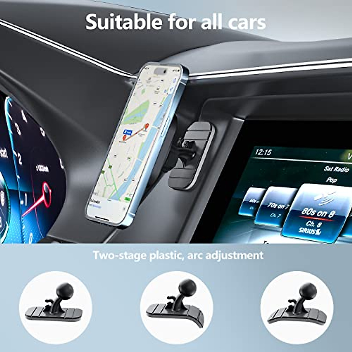 OHLPRO Magnetic Wireless Car Charger Mount, Compatible with MagSafe Car Charger 15W Fast Charging Air Vent Mount Clip or Stick on Dashboard,for iPhone 14/13/12 Series Phone Holder