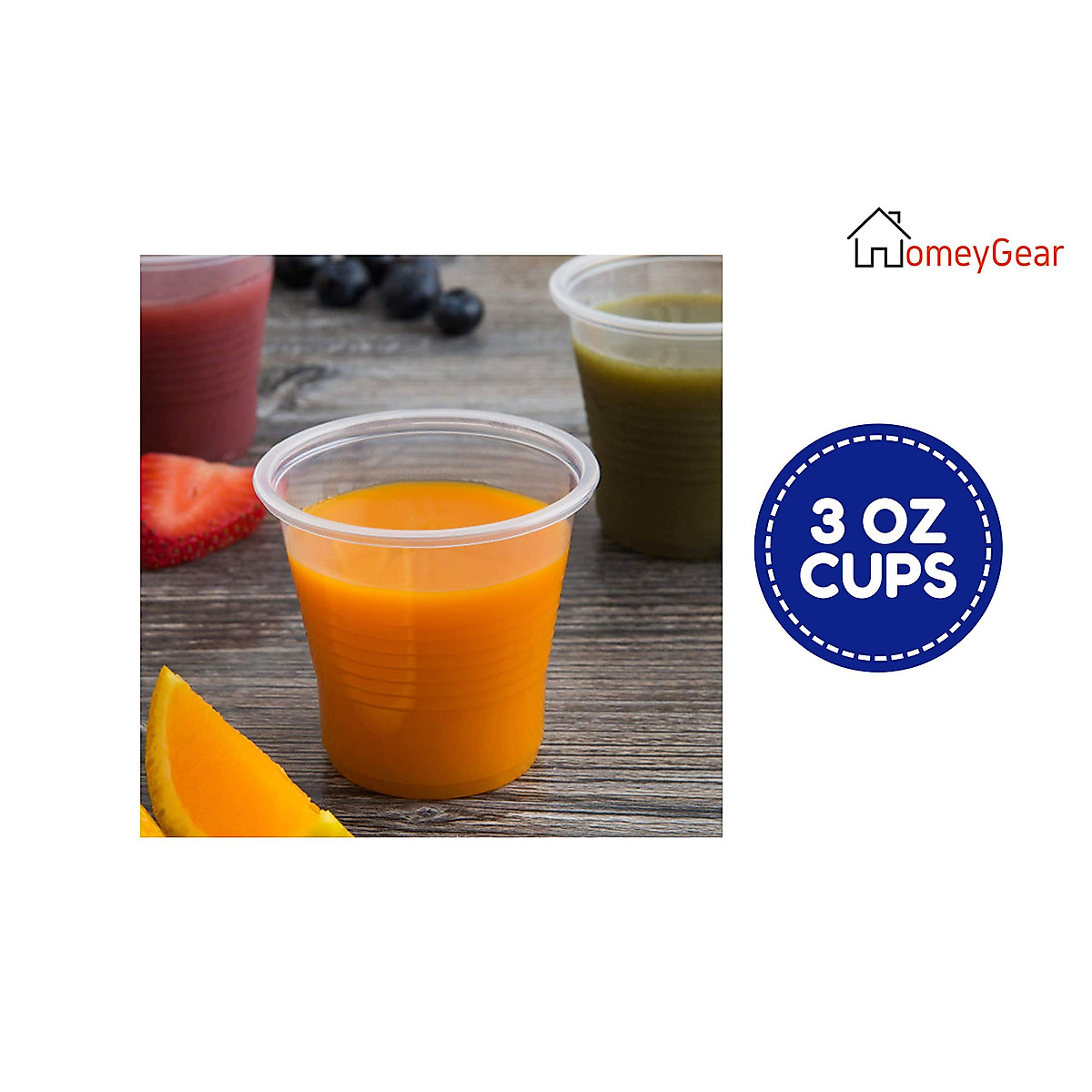 [400 Pack] HomeyGear Clear Disposable Plastic Cups, 400 Count, Small 3 oz. Drink, Snack, Dessert, Water, and Jello Shot Use, College Parties, Bachelor, Bachelorette, Office or Bathroom