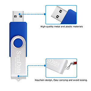 SamData USB 2.0 Flash Drive 32GB, 3 Pack Thumb Drive Swivel Memory Stick External Storage (3 Colors: Blue Green Red)