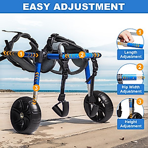 Virbraroo Large Dog Wheelchair for Back Legs, Upgraded All-Terrain Tires & Durable Bearings, Dog Wheelchair for 19.6"-29.5", 88.1-132.2 lbs Disabled or Injured Large Dogs (Double Extra Large)