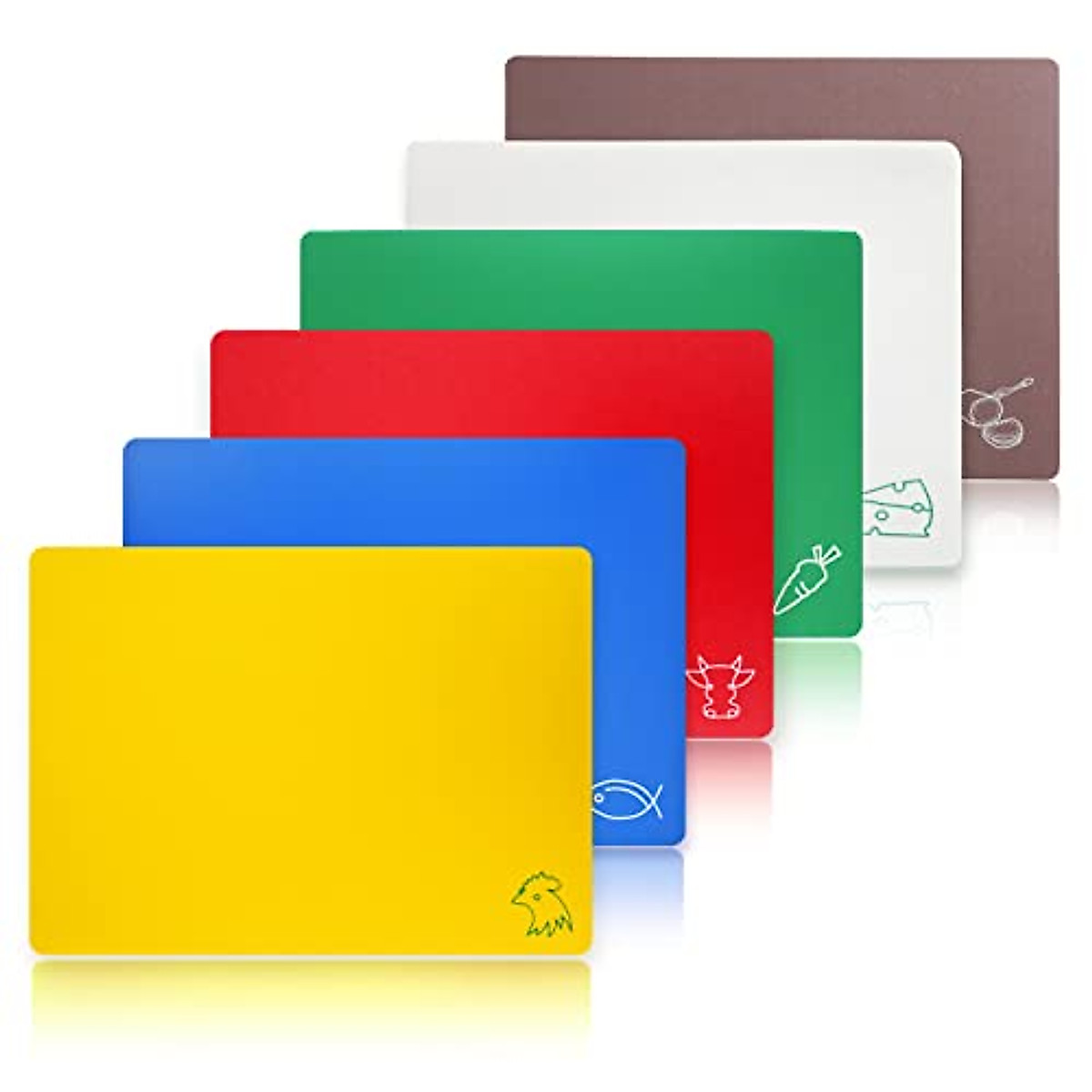 New Star Foodservice 42627 Flexible Cutting Board, 12-Inch by 15-Inch, Assorted Colors, Set of 6