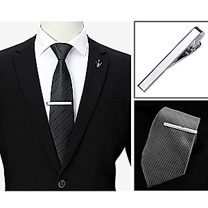 Classic Style Men's Tie Clips, Viaky Neck Ties Necktie Bar Pinch Clip with Gold Silver Black 3 Tone, Best Gifts for Your Father, Lover and Friends in Xmas, Anniversary, Wedding, Party, Meeting