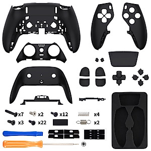 eXtremeRate Full Set Shell with Buttons Touchpad Cover Compatible with ps5 Edge Controller, Black Custom Replacement Decorative Trim Shell Front Back Plates Compatible with ps5 Edge Controller