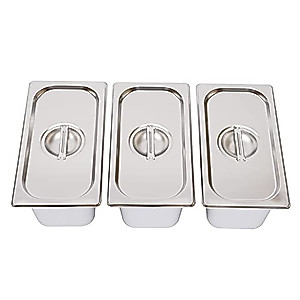 3-Pan Electric Commercial Food Warmer Steamer, 110V 850W Stainless Steel Bain-Marie Buffet Countertop Buffet Steamer Steam Table Wet Heat (3-pan)