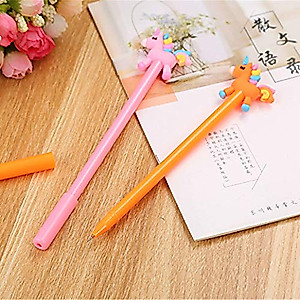 WIN-MARKET Animal Horse Gel Ink Pen Cute Kawaii Black Writing Pens Ballpoint Black Ink Gel Pen Party Gift Gel Ink Pens Funny School Stationery Office Supplies(6PCS)
