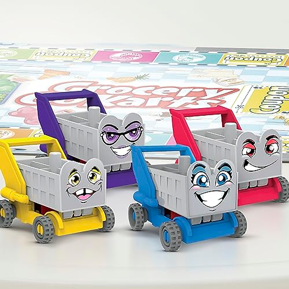 Grocery Go Karts Board Game for Preschoolers and Kids Ages 4 and Up, Building Game with Mini Groceries, Preschool Games for 2-4 Players