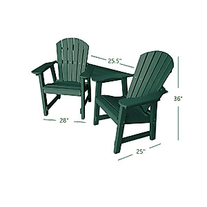 Phat Tommy 2 Chair Dining Table Set - Poly Outdoor Furniture - Small Patio Dining Set for Apartment Balcony Furniture, Recycled Poly Lumber Chairs and Table, Green