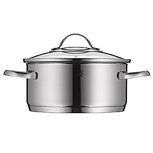 WMF Pot Ø 20 cm Approx. 2.5L Provence Plus Pouring Rim Glass Lid Cromargan Stainless Steel Polished Suitable for Induction Hobs Dishwasher-Safe