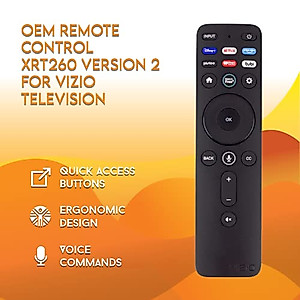 XRT260-V2 OEM Voice Remote Control for Vizio LED Smart TV V-Series 4K HDR Smart TV with Shortcut APP Buttons Disney+ Netflix Primevideo Watchfree