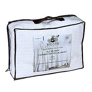 HILLFAIR 100% Soft Premium Combed Cotton Thermal Blanket– Queen Blankets– Soft Cozy Warm Cotton Blanket– Bed Throw Blanket– Queen Bed Blankets– All Season Cotton Blanket– White Queen Cotton Blankets