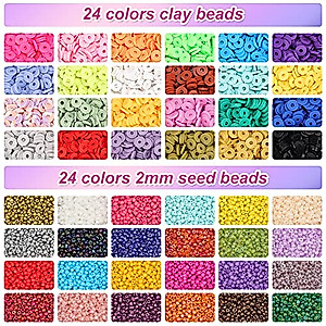 QUEFE Bracelet Making Kit 20000pcs 2mm Glass Seed Beads 3600pcs Clay Beads for Jewelry Making Letter Beads Charms Pendants Heishi Beading Supplies for Girls Handmade Gift