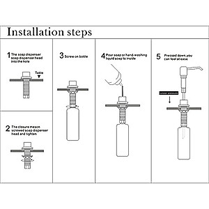 Cozhome 304 Stainless Steel Sink Soap Dispenser Liquid Dish Pump Bottle,Kitchen,Polished Finished,500ML(17OZ), Refill Soap Dispenser PE Bottle - Easy Installation, Well Built and Sturdy