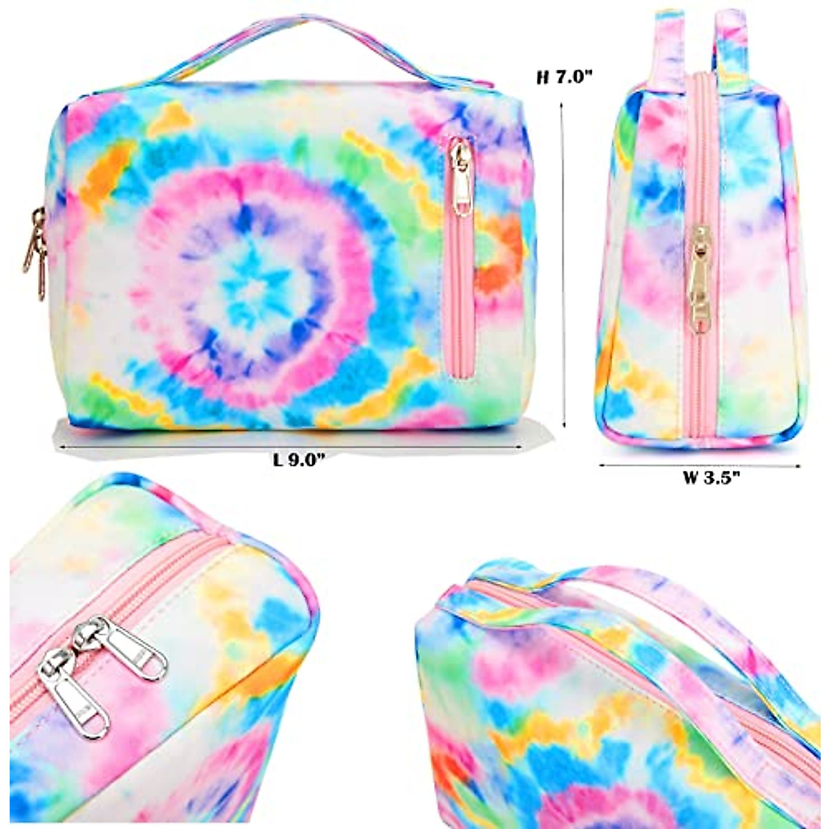 Bluboon Toiletry Bag Travel Makeup Bag Portable Cosmetic Bag Organizer for Women and Girls (Tie Dye Blue)