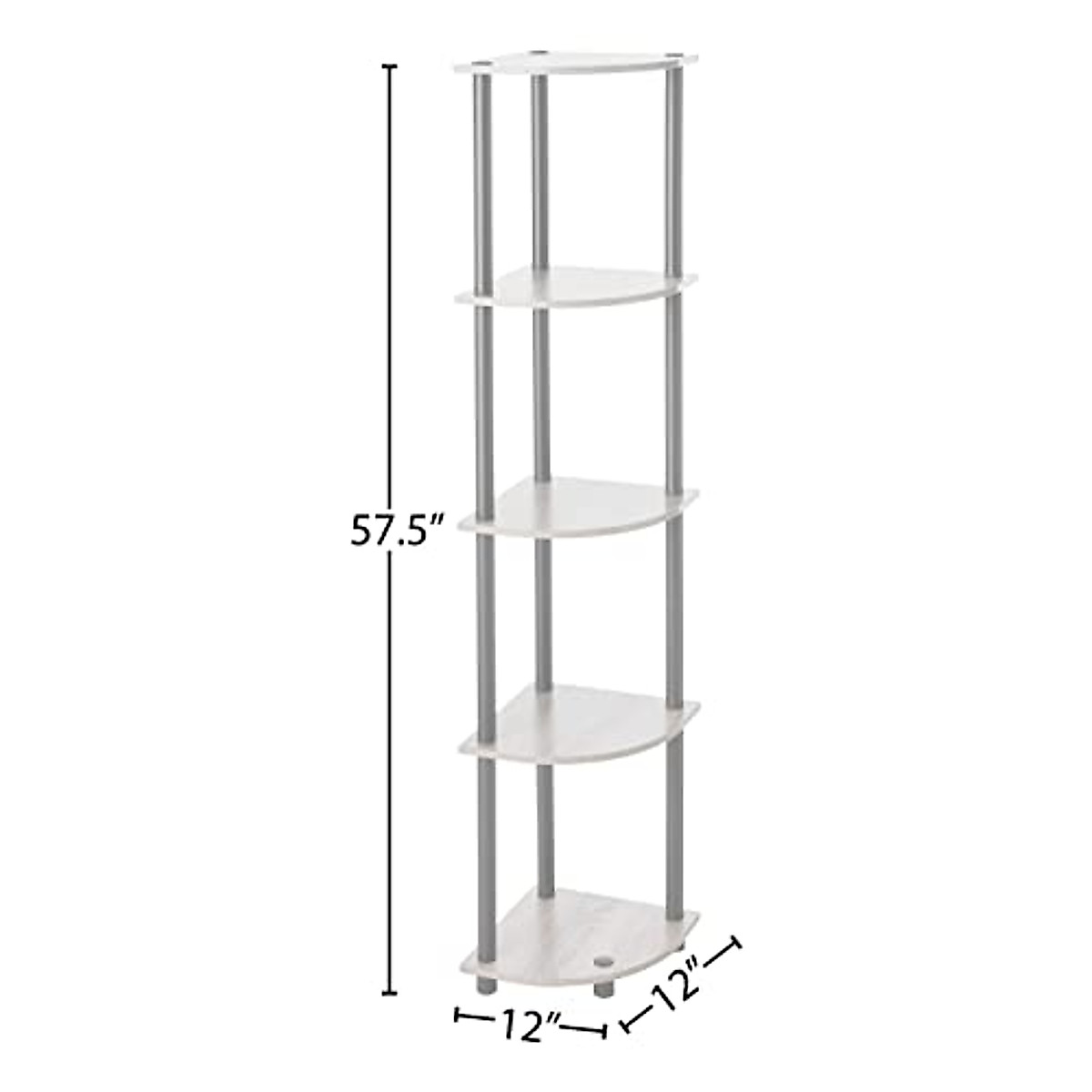 Furinno Turn-N-Tube 5 Tier Corner Display Rack 2 Pack, French Oak Grey/Black