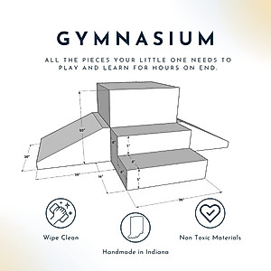 Foamnasium Gymnasium, Indoor Foam Playset, 4 Piece Soft Toddler and Active Kids Play Foam Climber for Crawling, Climbing, Sliding and Jumping, Made in The US, Pink Multi