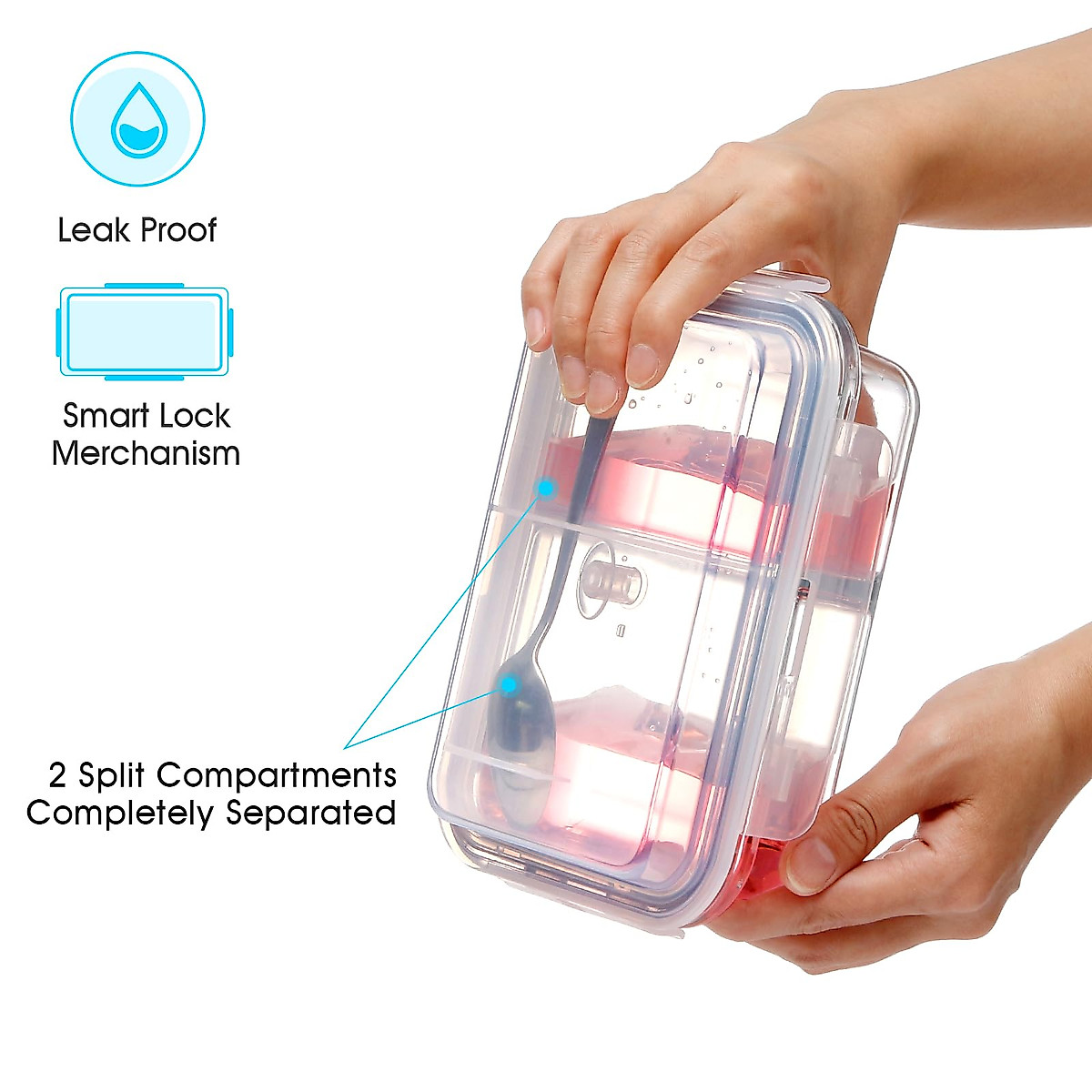 NUTRIUPS 0.6L/20 Oz Glass Meal Prep Containers, Glass Bento Box for adults, Lunch Containers with Lid, Glass Food Container with 2 Split Compartments-Microwavable