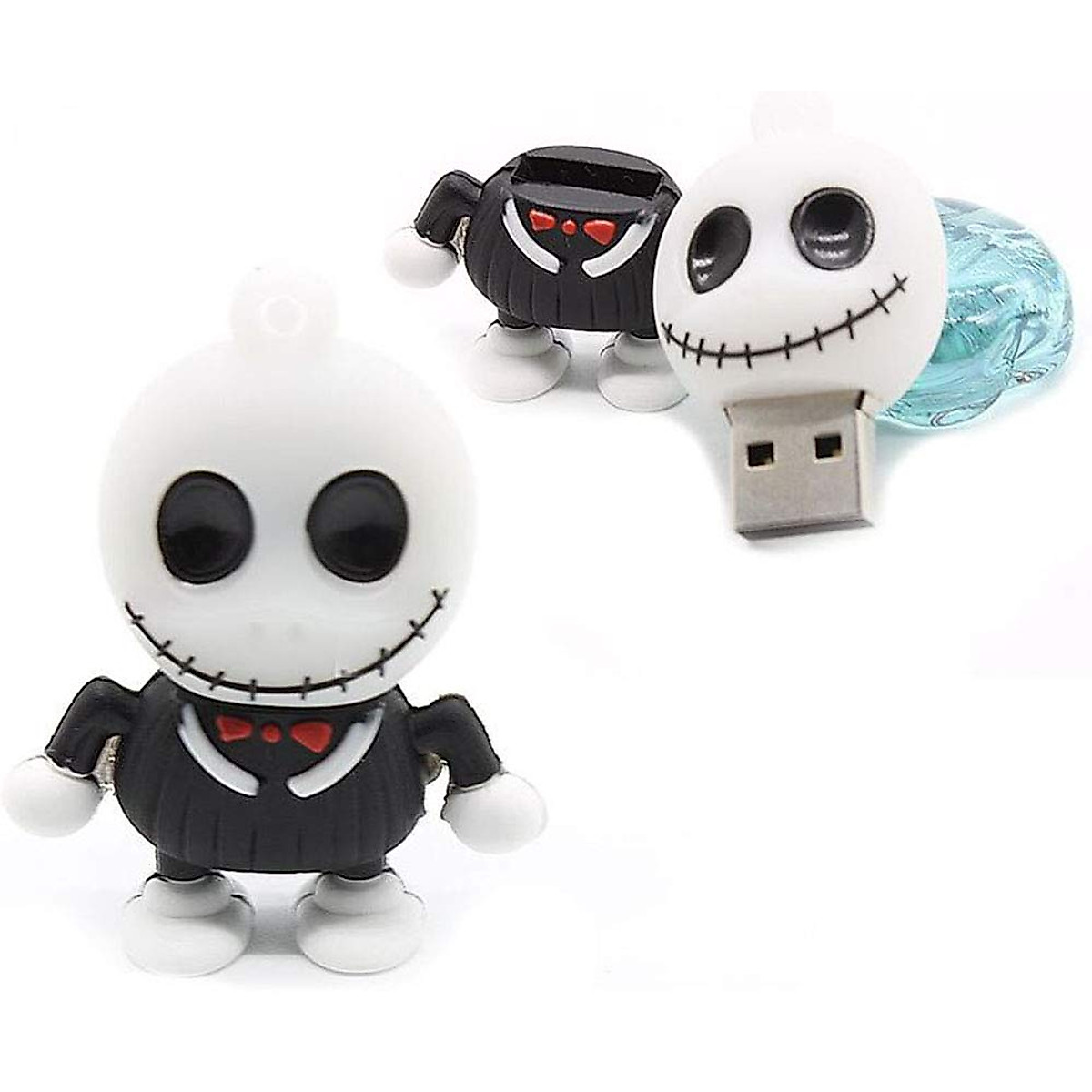 2.0 Jack Skellington Skeleton 128GB USB External Hard Drive Flash Thumb Drive Storage Device Cute Novelty Memory Stick U Disk Cartoon